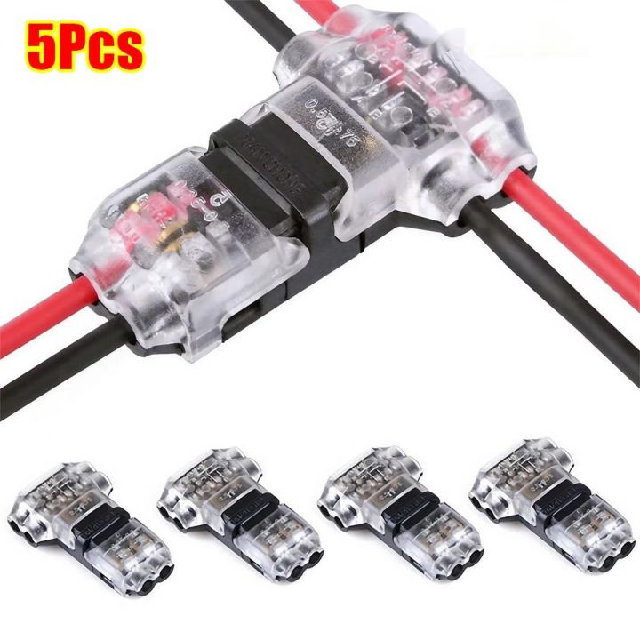 1/5Pcs New T Type Pluggable Wire Connector Low Voltage 2 Pin Electrical ...