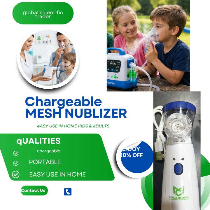 Chargeable Mesh Portable Nebulizer Machine with Mask for Kids & Adults ...