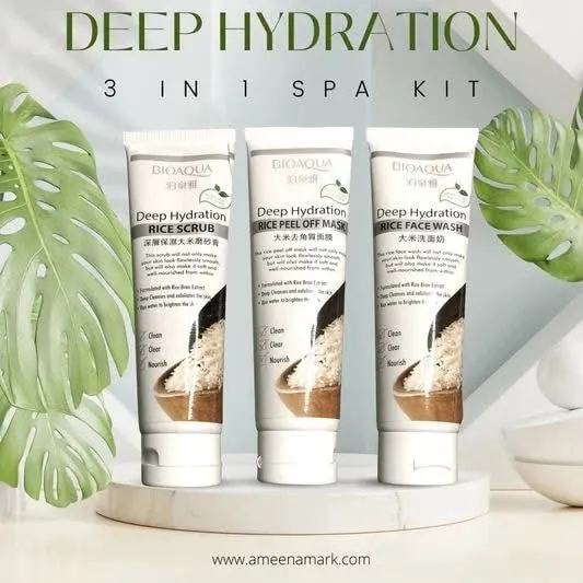 BIOAQUA 3-in-1 Deep Hydration spa kit -Rice Face wash , Rice scrub ...