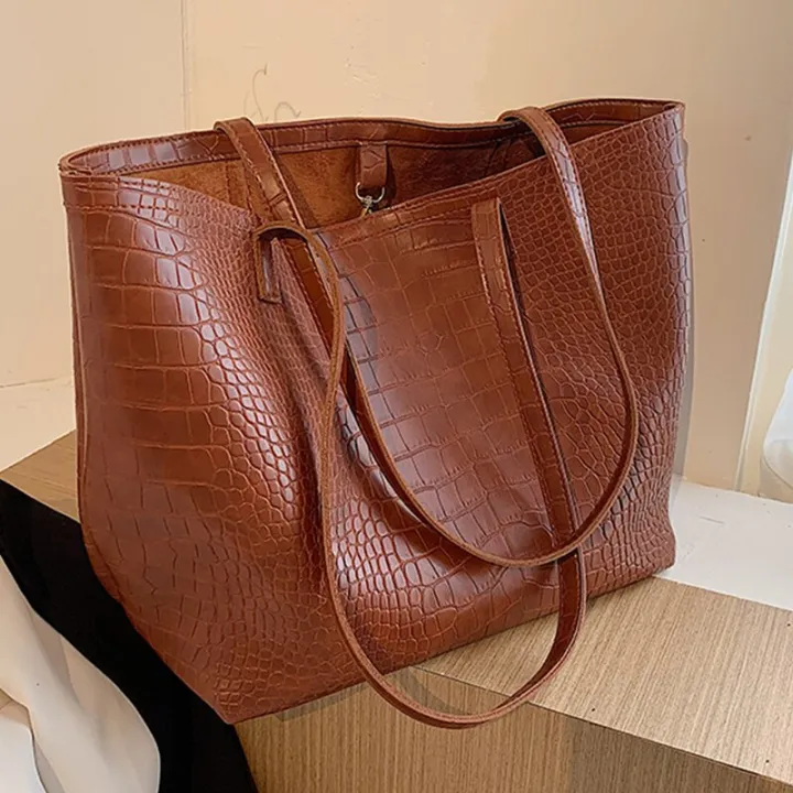 2 Sets Women's Stone Pattern Handbags Soft Leather Totes Bags for Women ...