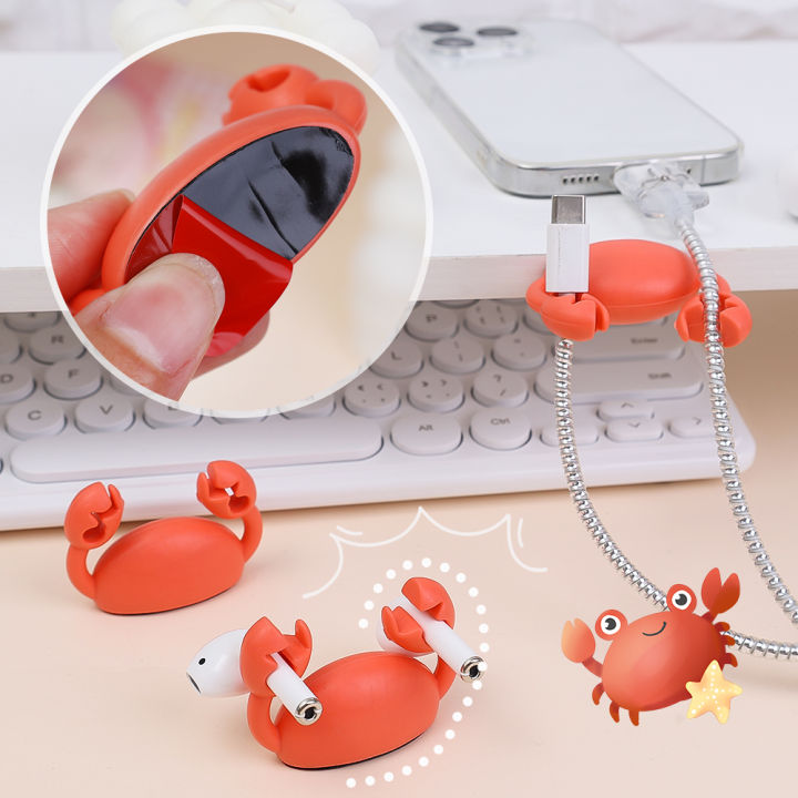 1/3Pcs Cute Crab Desktop Data Cable Manager Cable Fixing Clip Desktop ...