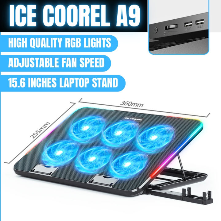 6 Fans Ice Coorel A9 RGB Laptop Cooling Pad | Daraz.pk