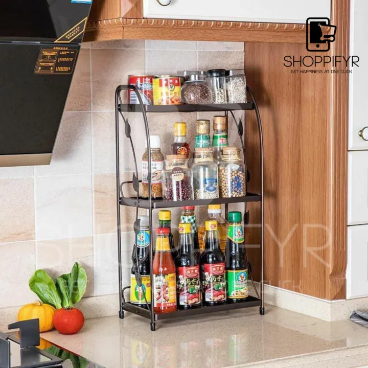 SHOPPIFYR | Premium 3-Tier Kitchen Spice Rack Countertop Organizer ...