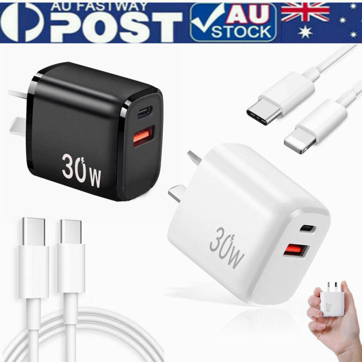 30W DUAL USB Type-C Wall Adapter Fast Charger PD iPad Power Brick For ...