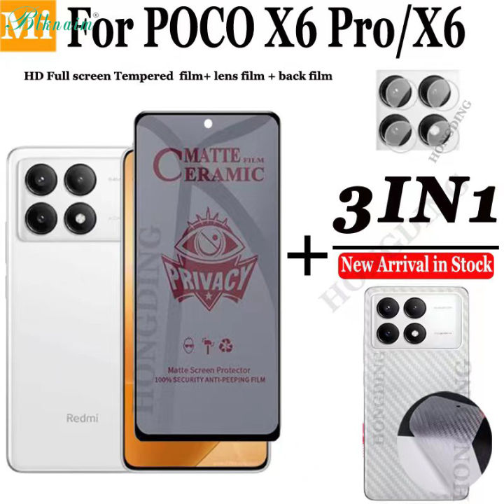 BLKNAIM 3in1 For POCO X6Pro Anti-Spy Privacy Tempered Glass soft film ...