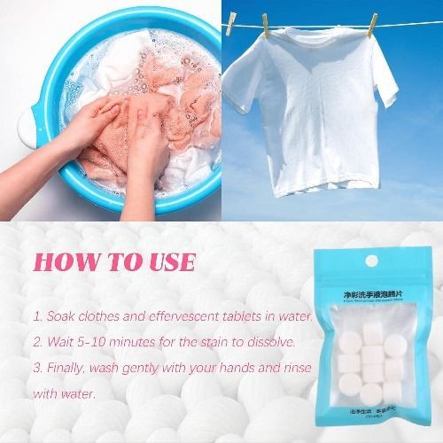 10pcs Effervescent Laundry Stain Remover Tablets – Powerful Clothes ...