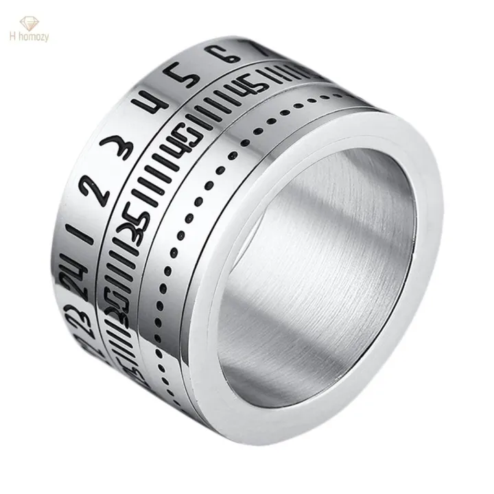 2xMen's Arabic Numerals Style Spinner Rings Stainless Steel Rotatable ...