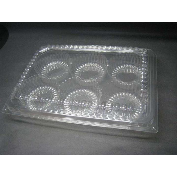 [25pcs/pack] - Clear 6-Cavities Food Tray w/Hinged Lid / 6-Muffines ...