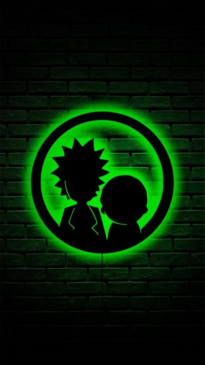 Rick and Morty Wood Wall Art 17x17 | neon lights for room | neon lights ...