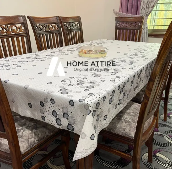 6 Chairs Rectangle (54 x 90) Inches Fancy Dining Table Cover Sheet ...
