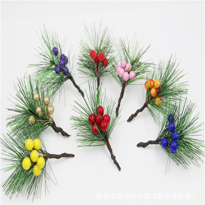 Needles DIY Pine Accessories Berry Decoration PVC Mini Wreath Christmas ...