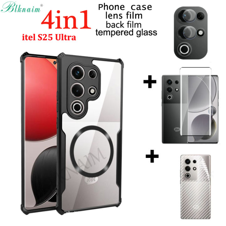BLKNAIM (4-in-1) NEW For itel s25 ultra Case TPU Anti-fall Acrylic ...