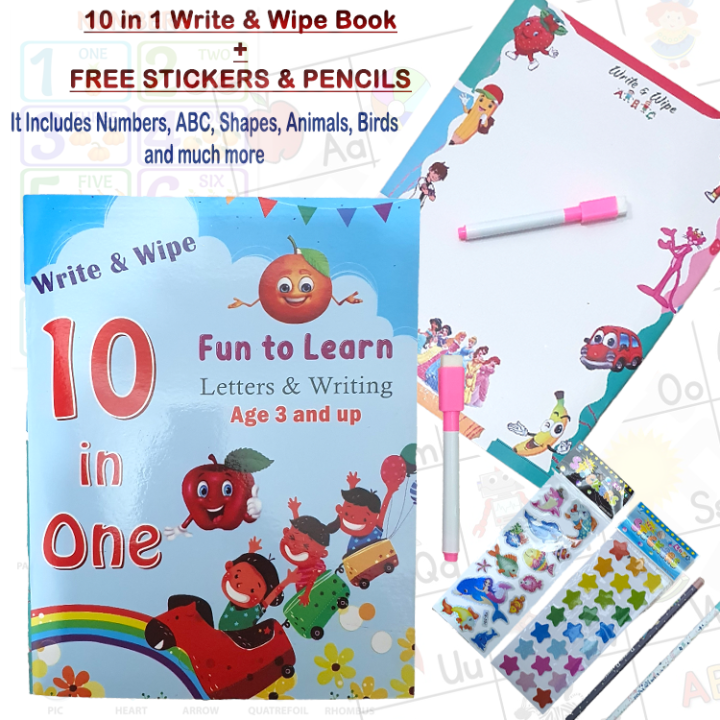 14 in 1 Write & Wipe Book for School Children Girls & Boys – Activity ...