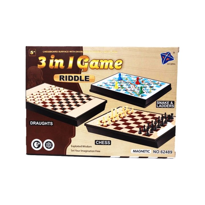 Planet T: 3 IN 1 GAME RIDDLE: Chess & Checkers (MAGNETIC) (62489 ...