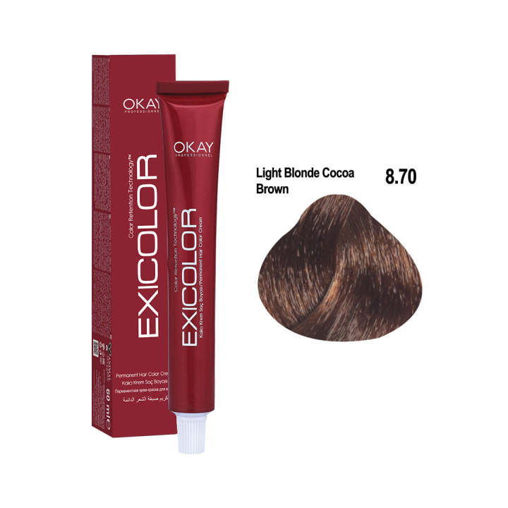 Exicolor Permanent Hair Color Cream Light Blond Cocoa Brown - 8.70 ...