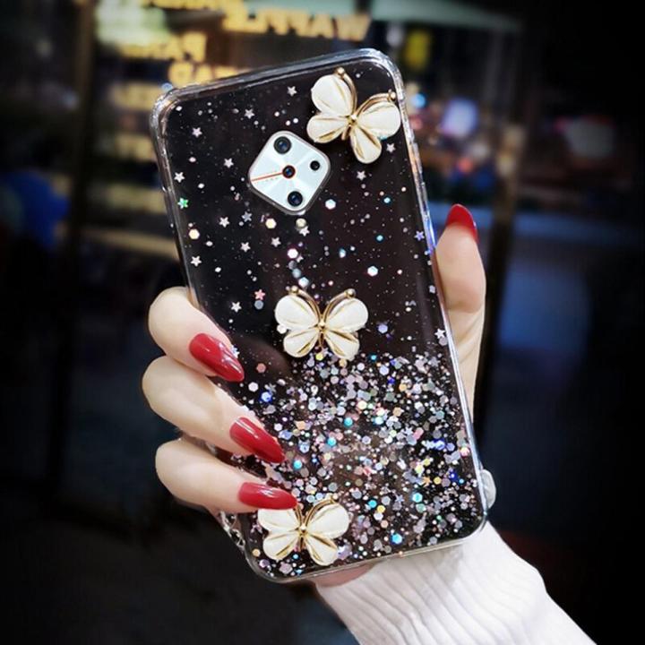 For Vivo S1 Pro Back Cover Luxury 3D Shiny Rhinestone Butterfly Glitter ...