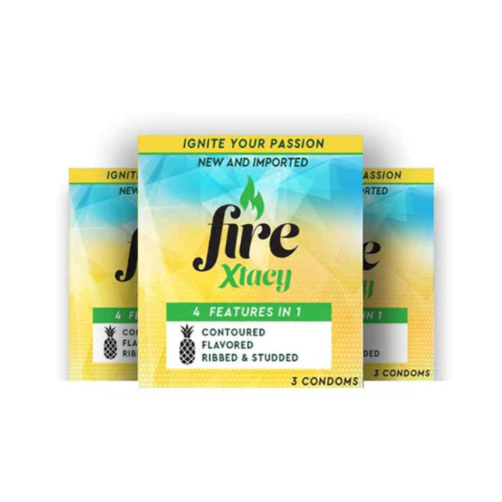 Xtacy Fire Dotted Ribbed Flavoured Condom - 18 Pieces | Daraz.pk