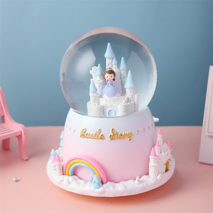 The new princess castle crystal ball music box rotating extra large ...