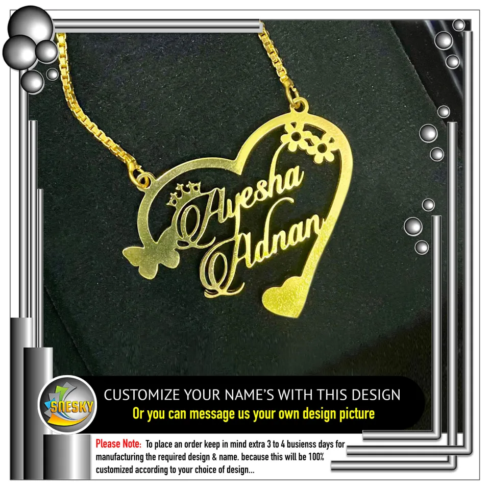 Name Locket Customized Name Pendant Double Name Fashion Jewellery Daraz.pk