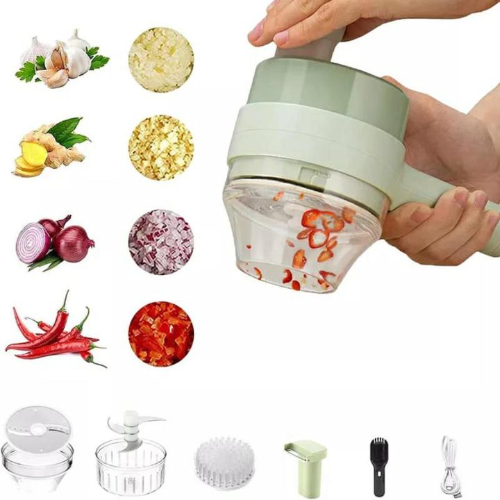 4 in 1 Portable Electric Vegetable Cutter Set,Gatling Vegetable Chopper ...