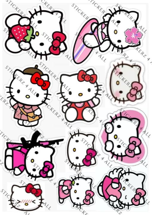 HELLO KITTY uncut sticker sheet A6 size aesthetic cute pinterest girly ...