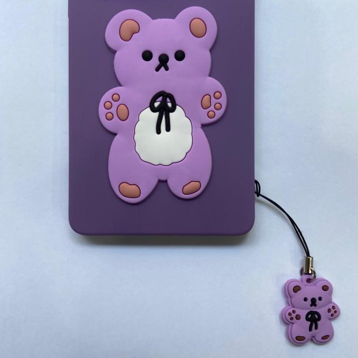 Redmi 15 – Matte Silicone Back Cover with Cute Cartoon Bear & Hanging ...