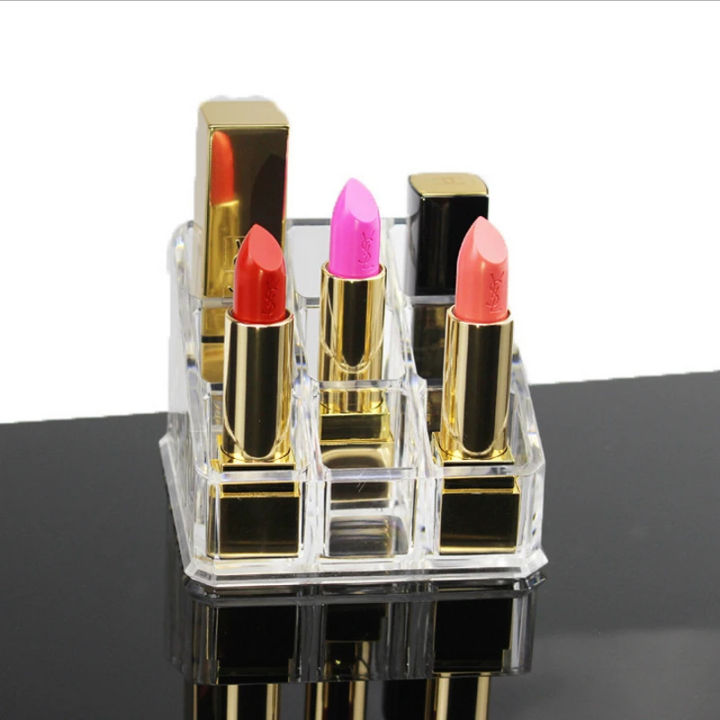 9 Grids Lipstick Holder Display Stand Clear Acrylic Cosmetic Organizer ...
