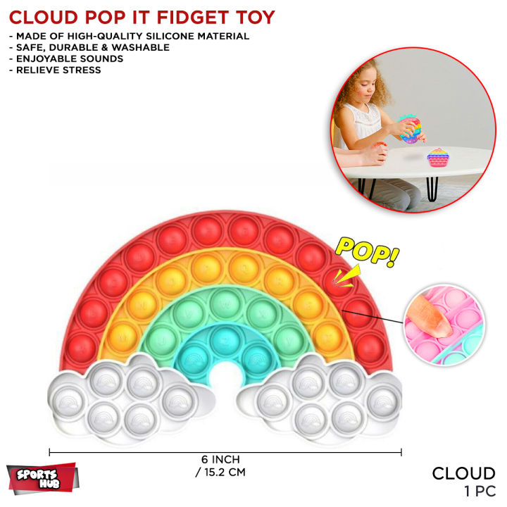 Stress Relief Pop It Rainbow Fidget Toy Poppet Push Pop Bubble Fidget ...