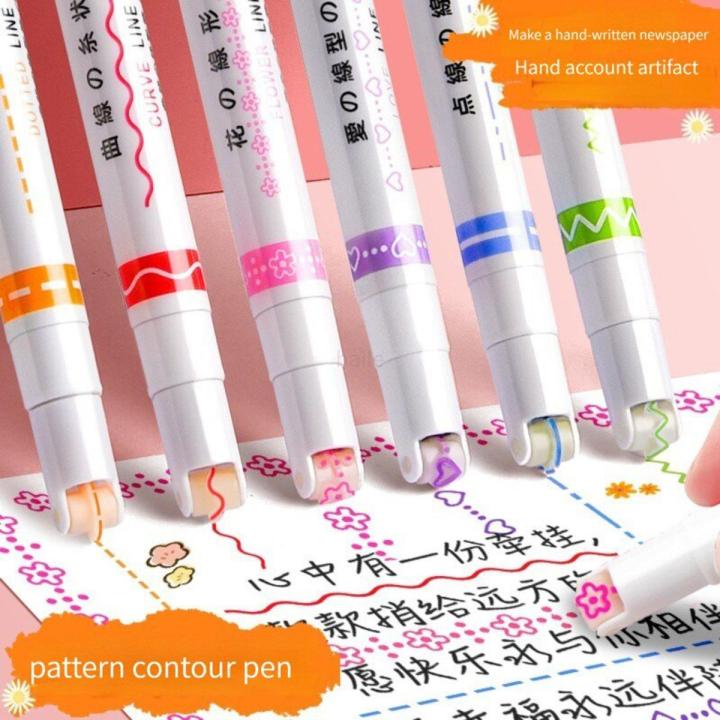 Haile 6/3pc Flowers Love Line Shaped Colorful Highlighter Pen Set ...