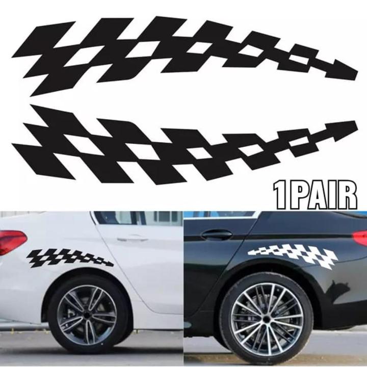 Racing Stickers Vehicle Car Decals Wheel Eyebrow Checkered Flags Safety ...