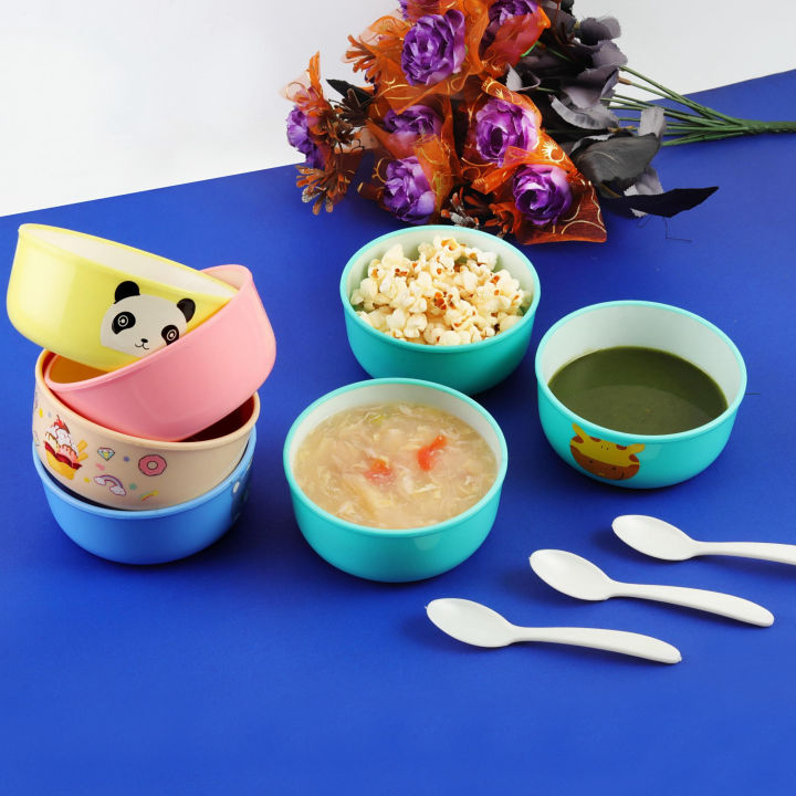 3 Pcs Animal Paradise Cartoon 3 Bowls with 3 Spoon Set Cereal, Cerelac ...