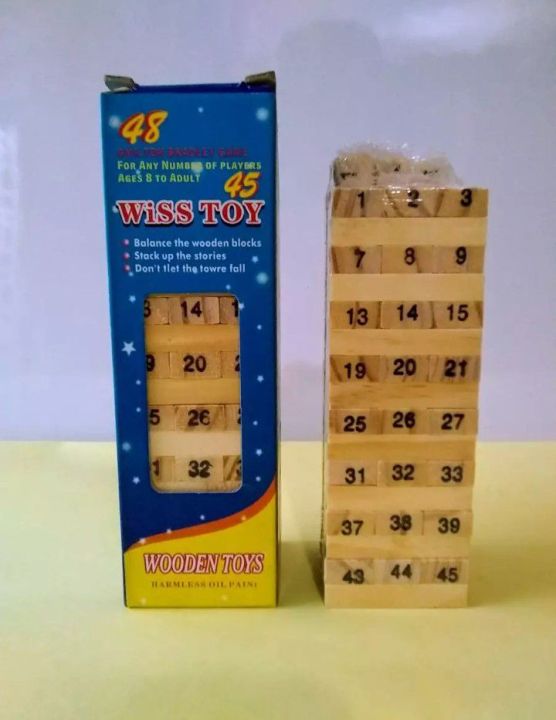 Mini Jenga 45 Pieces Wooden Jenga With Dices | Daraz.pk