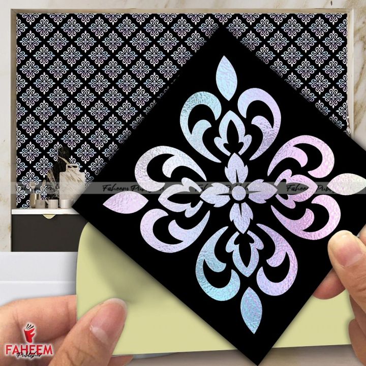 Flower Silver Foil Tile Stickers - Waterproof Removable Wall Décor ...