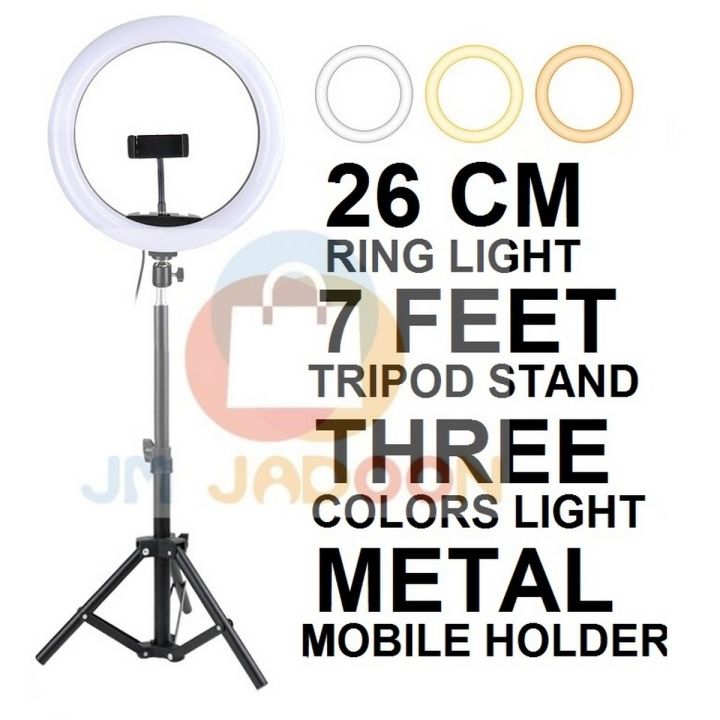 7 Feet Tripod Stand with 26 / 36 / 45 CM Selfie Ring Light for Tiktok ...