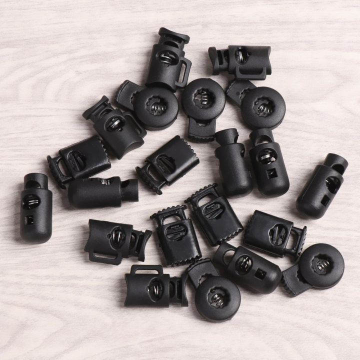 20pcs Multistyle Black Double Holes Cord Lock Bean Toggle Clip Apparel ...
