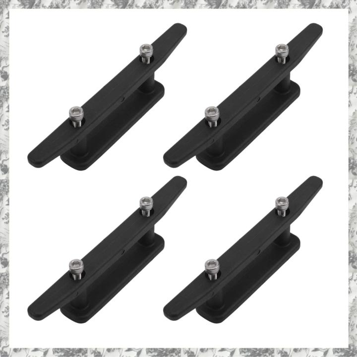 4 Pack of 6.5 Inch Black Anchor Cleat Kit with Screws Nylon Open Base ...