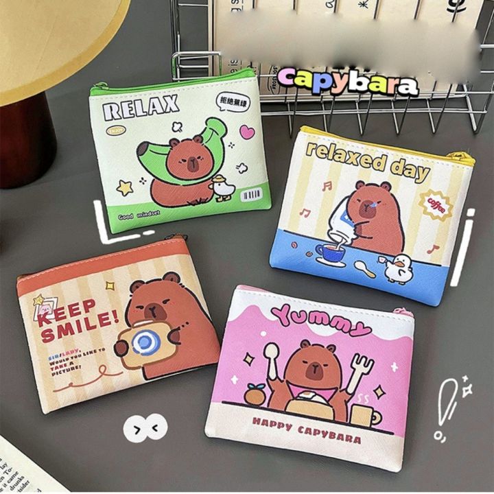 Fashion PU Coin Purse Wallet Waterproof Cartoon Cute Capibara Lipstick ...