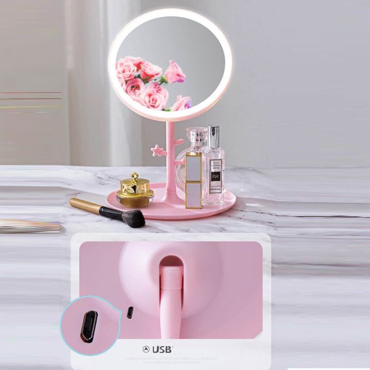 Vanity Table LED Makeup Mirror with Touch Screen chargeable 3 mode ...
