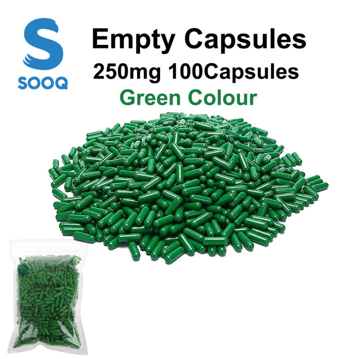 Empty Capsule Shells Powder & Herb Filling 250mg 100 pcs green colour ...