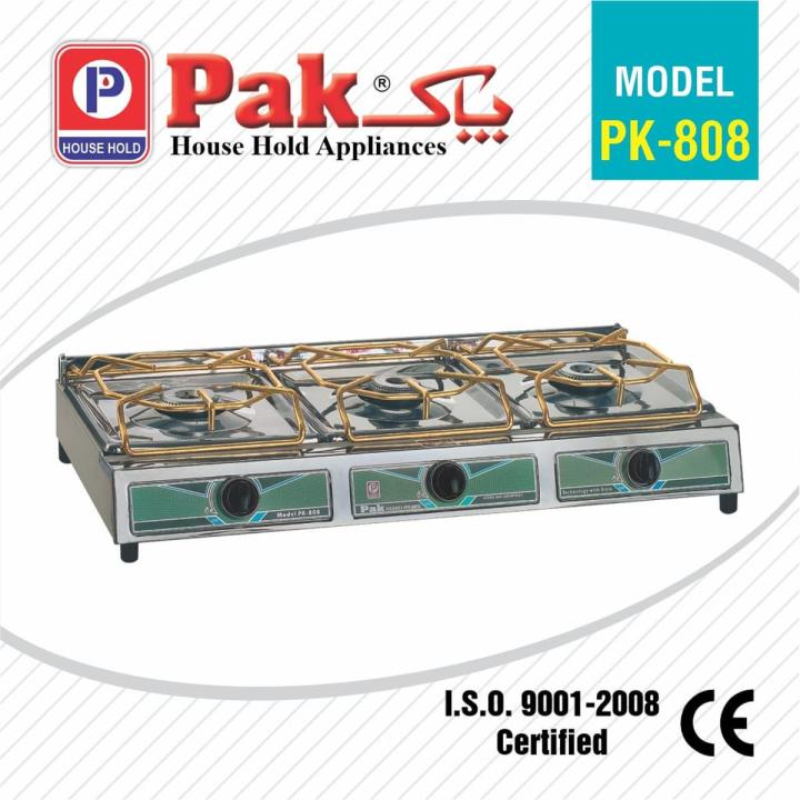 Pak Gas Stove with 3 Casted Iron Burners Full Heavy Body Structure ...