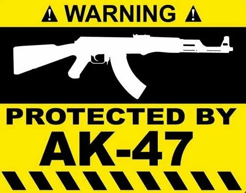 Protected By AK47 Sticker – Funny Gun Warning Decal for Car, Door ...