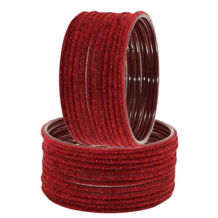 Maroon | 24 pieces/ 2 Dozen velvet glass bangles of all sizes ( do ...