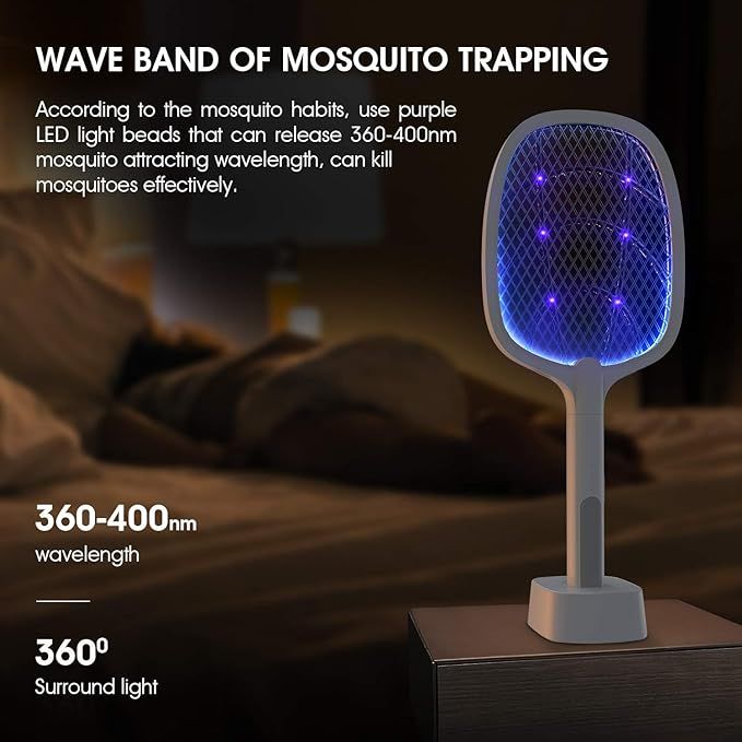 Portable Fly Mosquito Racket Mug Killer Household Electric Hand Held ...