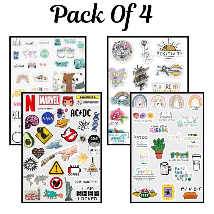Art Aesthetic Stickers Pack of 4 - A5 Size, Perfect for Scrapbooking ...