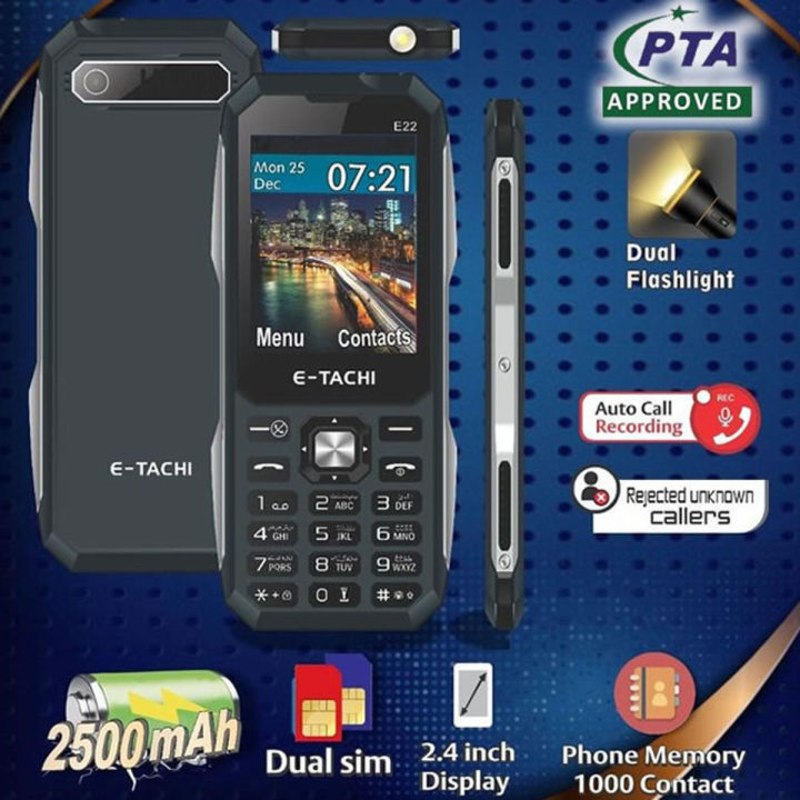 E Tachi Mobile E22 Mobile Phone 2500 mAh Battery - 1000 Contacts Memory | Daraz.pk