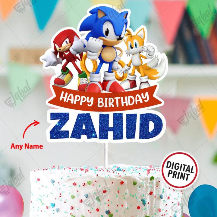 Personalised Digital Cake Topper Sonic The Hedgehog Theme topper for ...