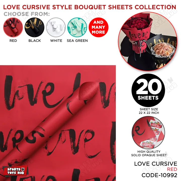 Love Cursive Text Style Flower Bouquet Sheet Collection, Flourish Sheet ...