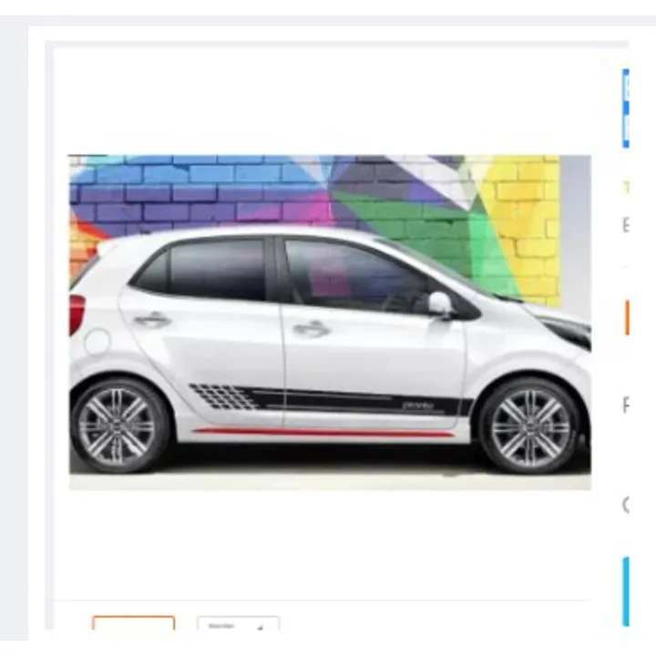 Black 2PCS Car Door Side Skirt Stickers For Kia Picanto | Daraz.pk
