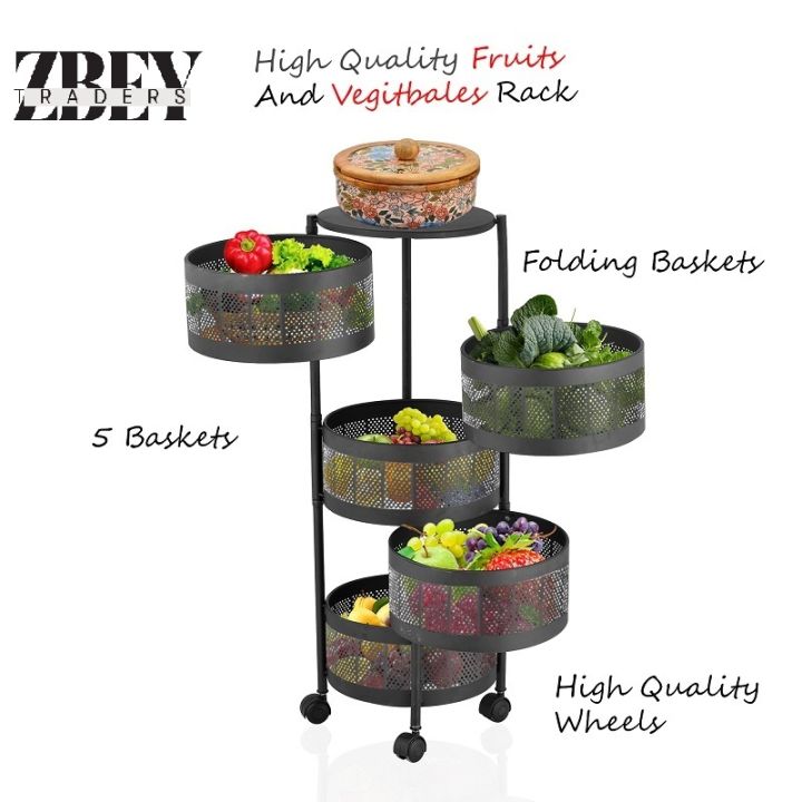 Classical 5 Tier 5 Layer movable Racks Round Shape Baskets - Vegetable ...