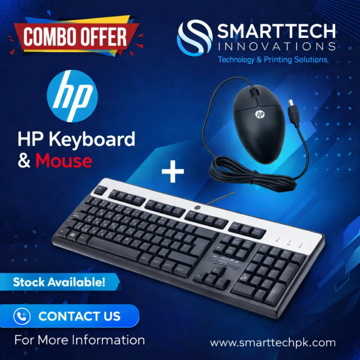 Branded Keyboard + Mouse Combo (Dell/HP) – 2 in 1 Office & Home Use ...